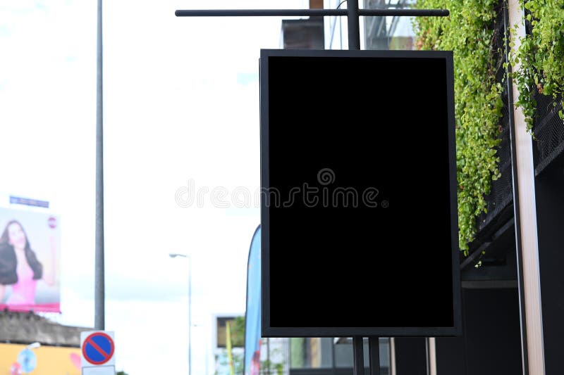 Blank Vertical Billboard by the City Street for Advertising Stock Photo ...