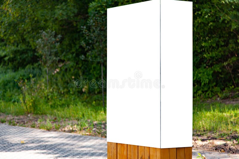Blank Vertical Information Sign in Park in Front of Forest Stock Image ...
