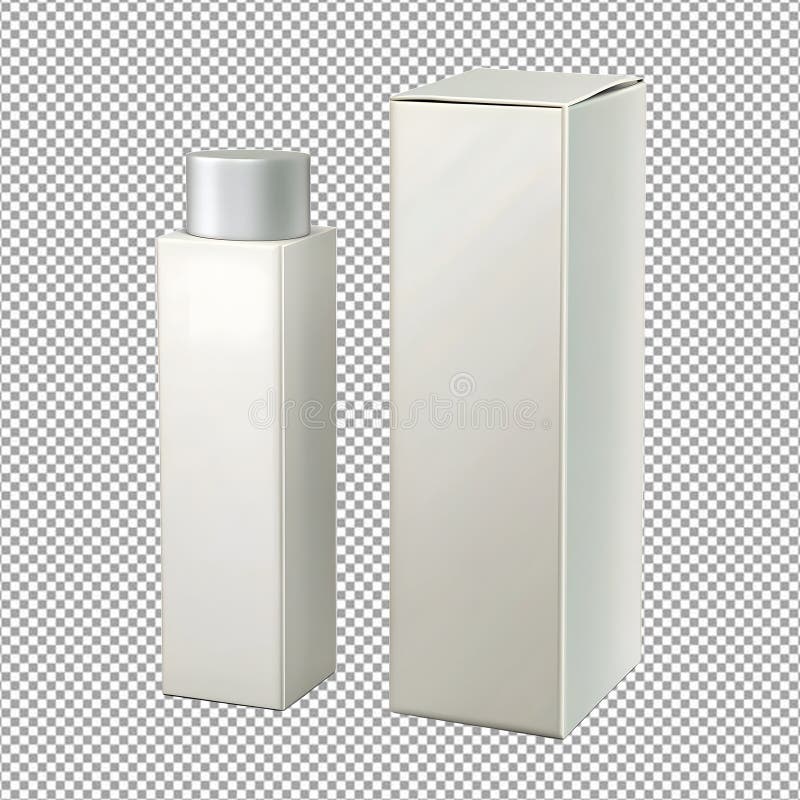 A Blank Vertical Paper Box with Rectangular Bottle Mockup Stock ...