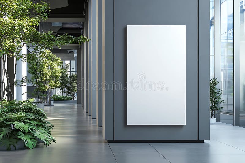 Blank Vertical Poster Mockup in Modern Building Hallway Stock ...