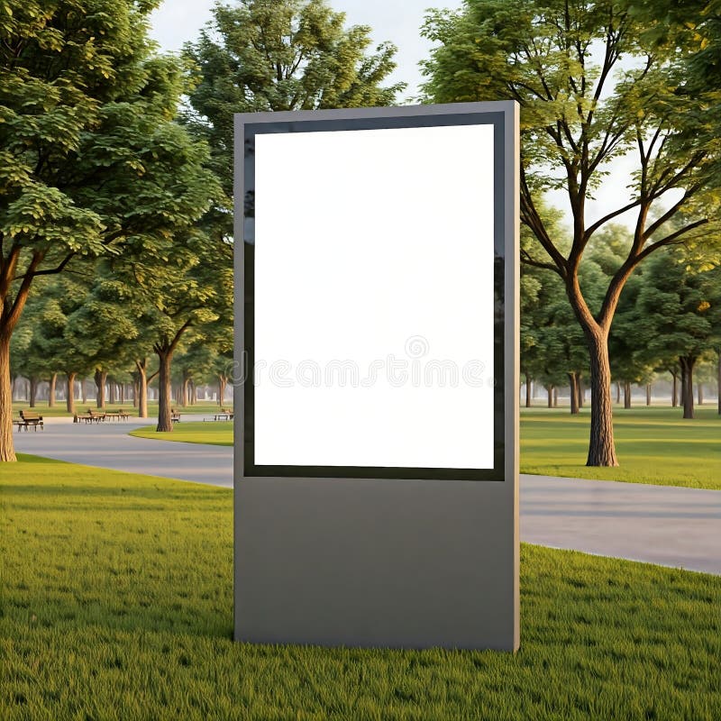 Blank Vertical Rectangular Billboard Mockup Stands in the Green Park ...