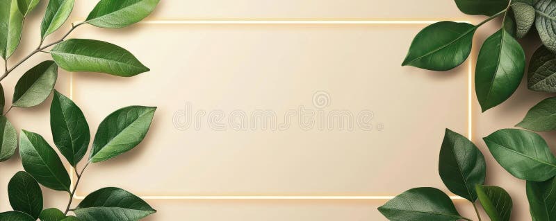 Blank Vertical Rectangular Frame with Green Leaves Creating Nature ...