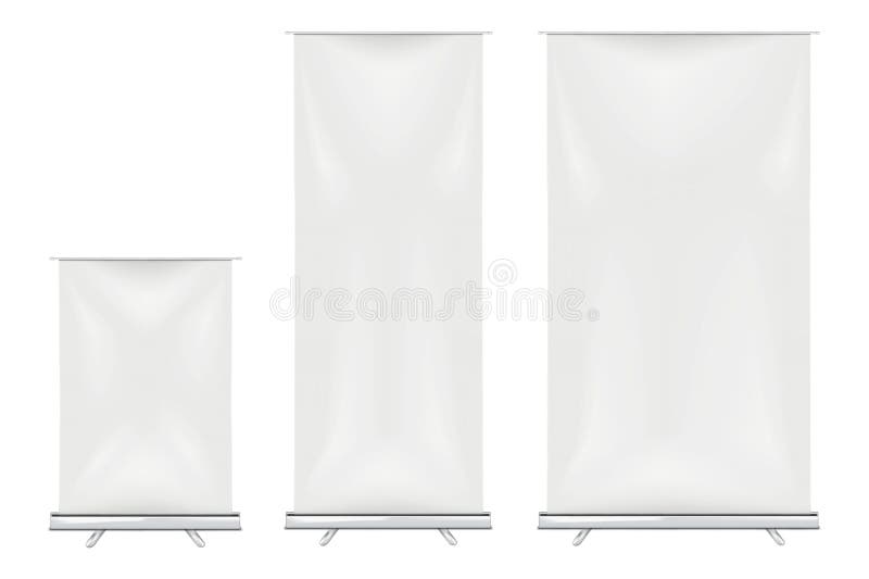 Blank Roll-up Banner Stand Vector Mock-up Kit. Pull-up Roller ...