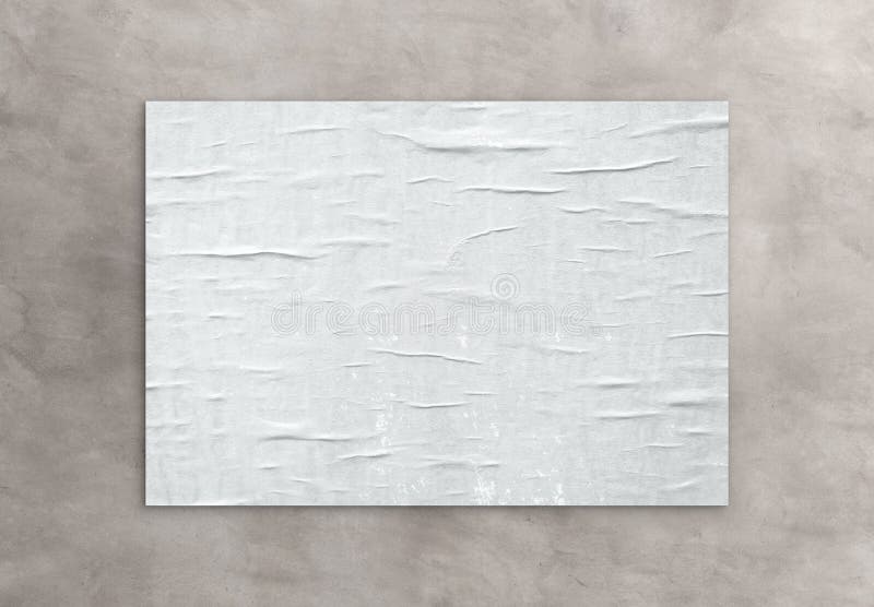 Blank Vintage Crumpled Poster Mockup on Concrete Background. A4 Paper ...