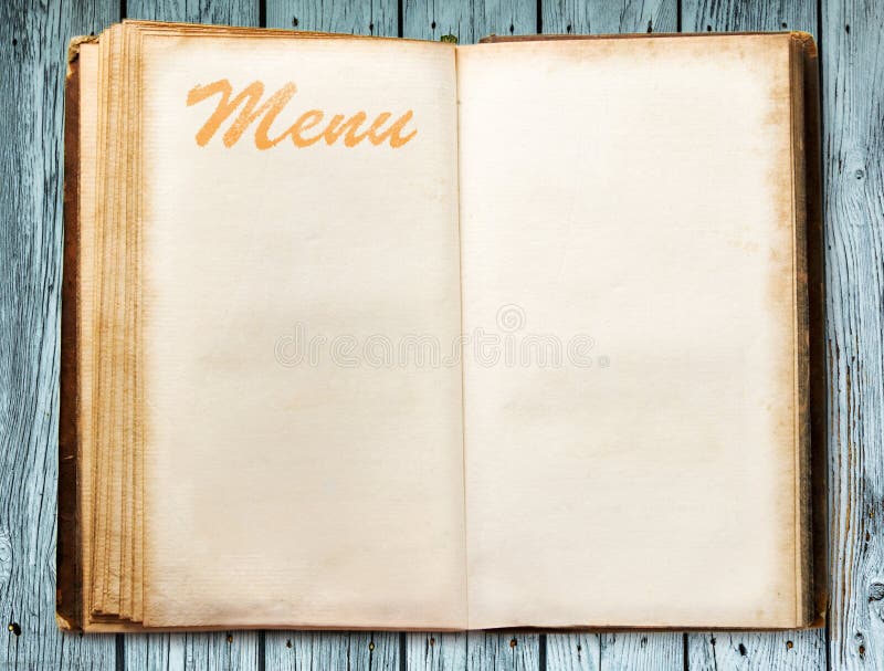 Blank vintage menu book stock image. Image of frame, paper - 87261145