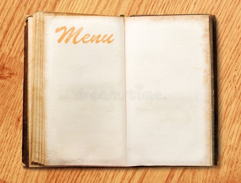 Blank vintage menu book stock image. Image of open, background - 53200383