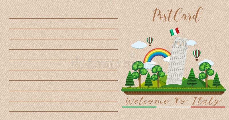 Blank Vintage Postcard with Landmark of Italy Stock Vector ...