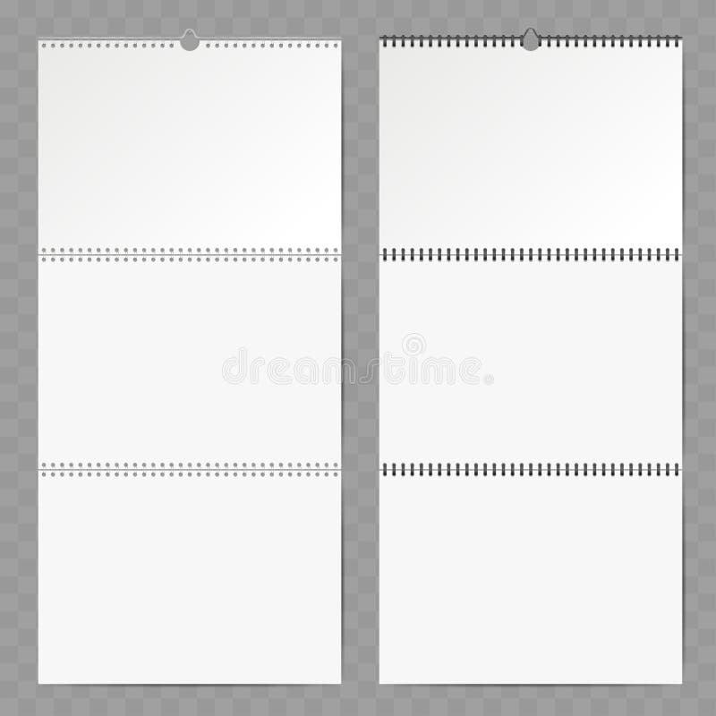 Blank Wall Calendar Mockup with Spiral Binding on Transparent ...