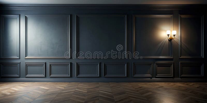 Blank Wall and Copy Space in Empty Elegant Dark Room at Night Negative ...
