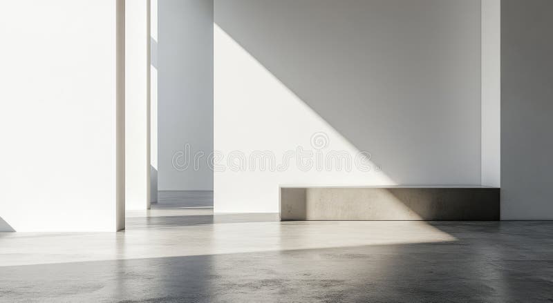 A Blank Wall and Doors Surround an Empty White Warehouse Interior Stock ...