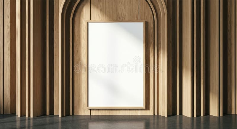 Blank Wall with Wooden Architectural Elements in a Modern Public ...