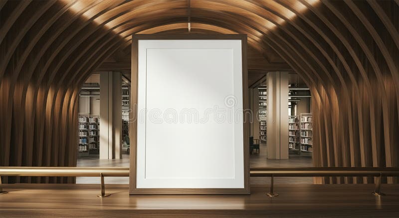 Blank Wall with Wooden Architectural Elements in a Modern Public ...