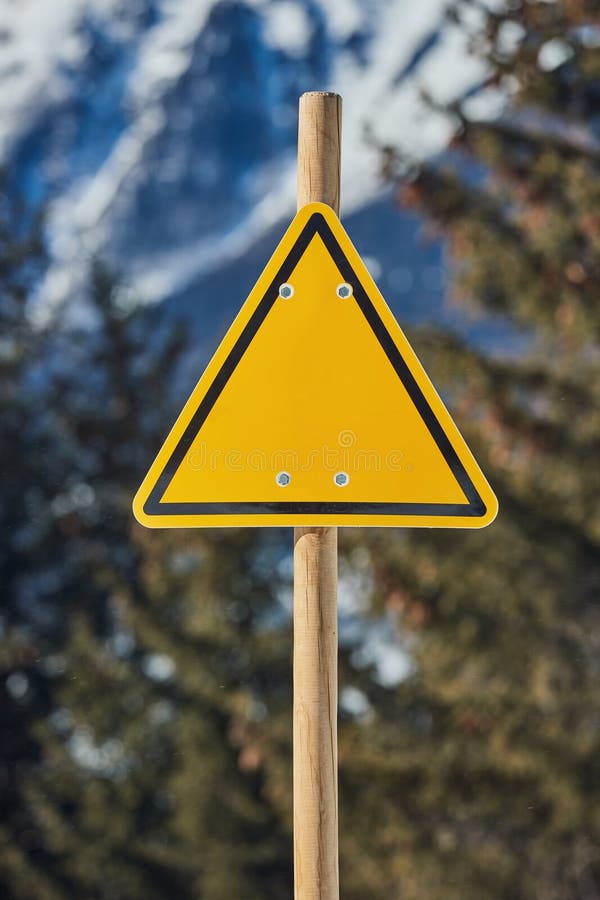 Blank Warning Sign on a Mountain Trail Stock Image - Image of plain ...