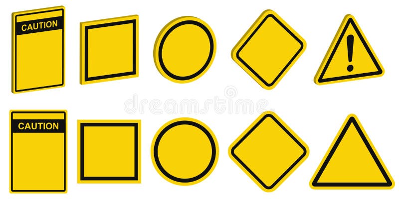 Blank Warning Signs. Vector Yellow Caution Frames Stock Vector ...