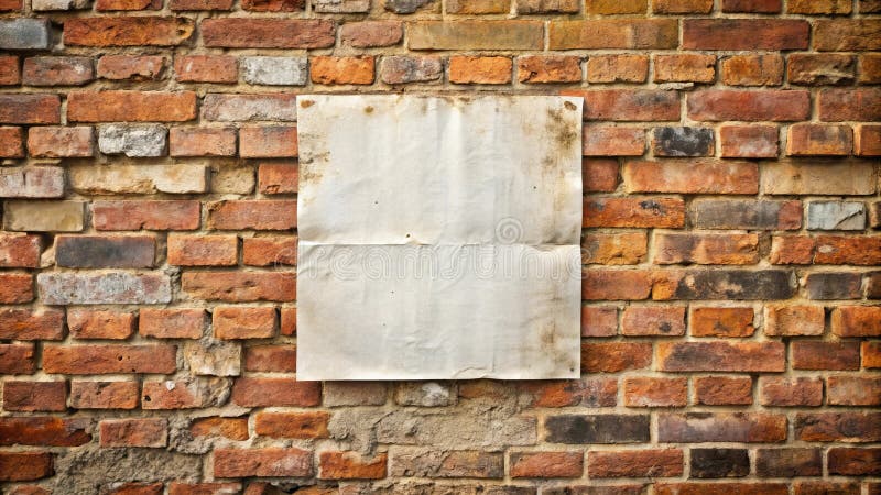 Blank Weathered Paper on Old Brick Wall Background. Generative AI Stock ...