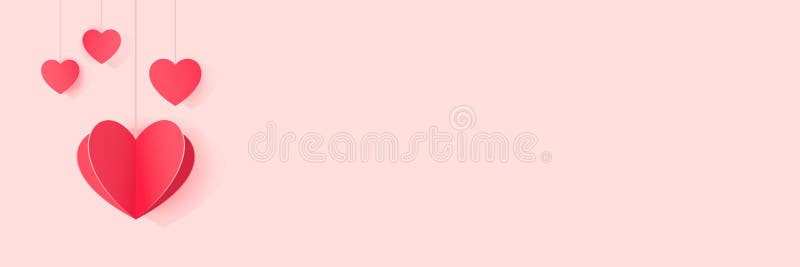 Blank Web Banner Decorated with Paper Hearts Stock Vector ...