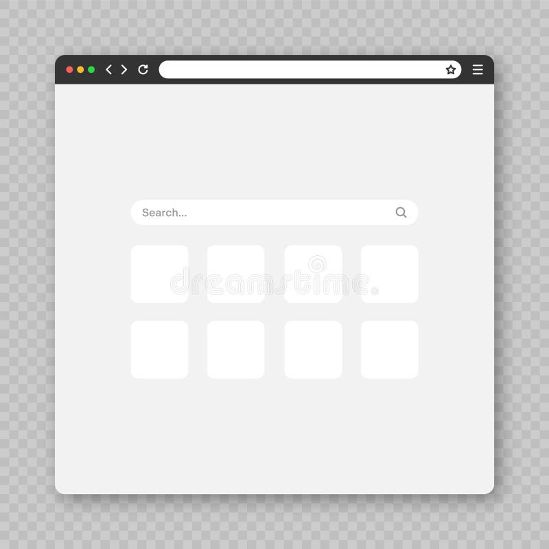 Blank Web Browser Window With Tab Toolbar And Search Field Modern Website Internet Page In