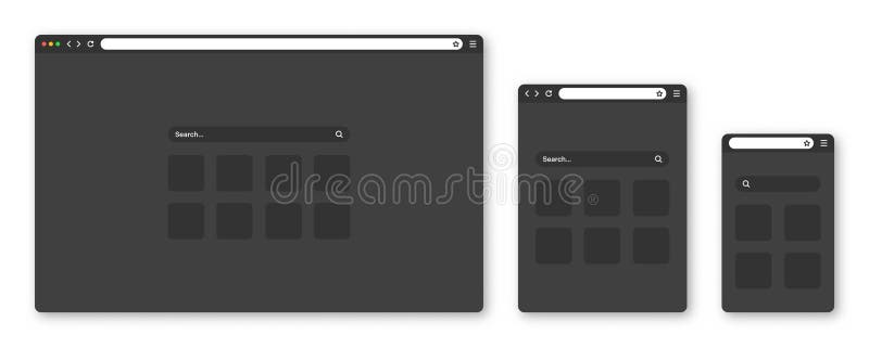 Blank Web Browser Window with Tab, Toolbar and Search Field. Modern ...