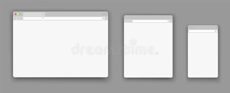 Browser New Window Website Mockup Empty Web Bar Blank Flat Computer Frame Template Stock