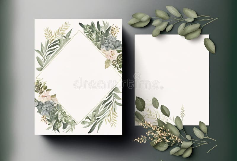 Blank Wedding Invitation with Floral Border. Generative Ai Stock ...