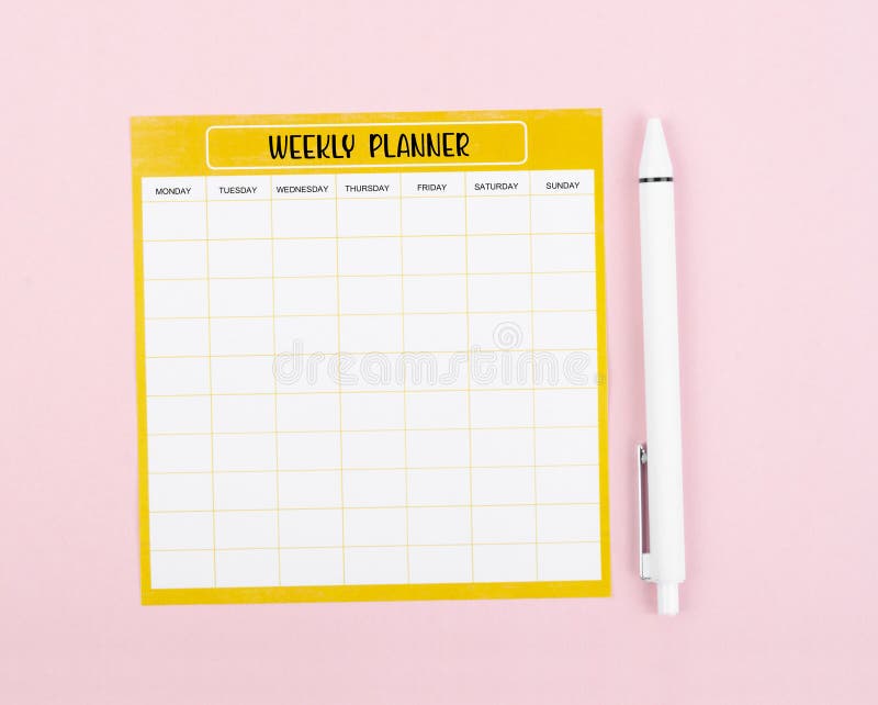 Blank Weekly Plan Notice Block Pink Color Background Stock Photos ...