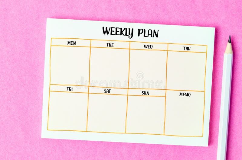 The Blank Weekly Plan Notice Block on Yellow Colour Background. Empty ...