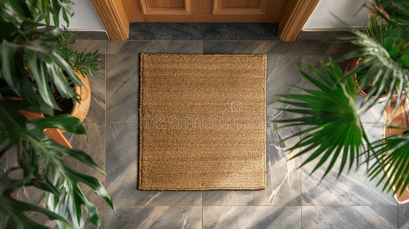 Blank Woven Welcome Mat at Custom Front Door of House. Generative AI ...