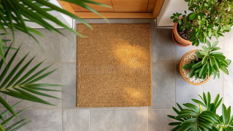 Blank Welcome Mat at Custom Front Door of House Stock Photo - Image of ...
