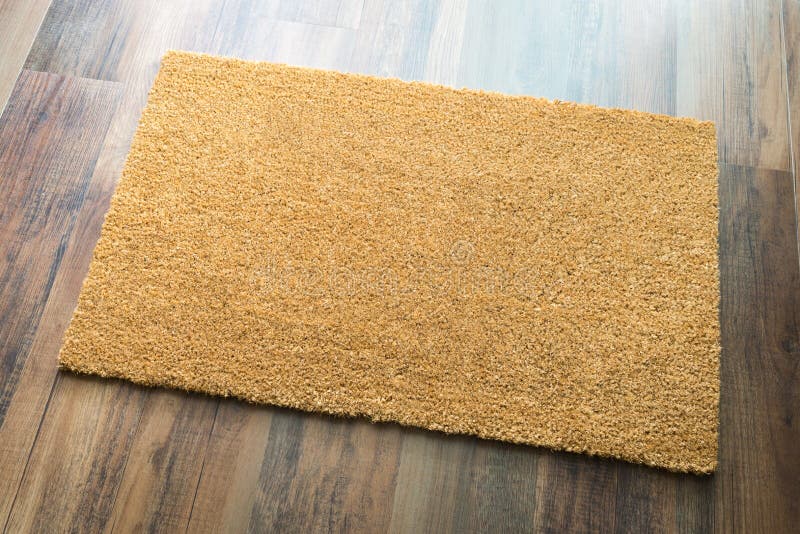 Blank Welcome Mat on Wood Floor Background Ready for Your Own Text ...