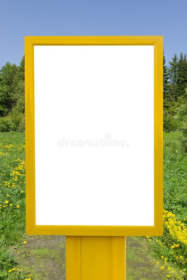 Blank White Advertising Banner on Summer Forest Background Stock Image ...
