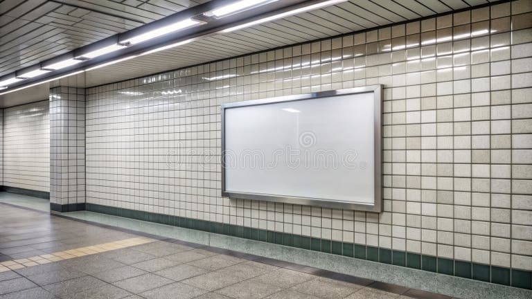 Blank White Advertising Panel Ready for Custom Branding on Clean Subway ...