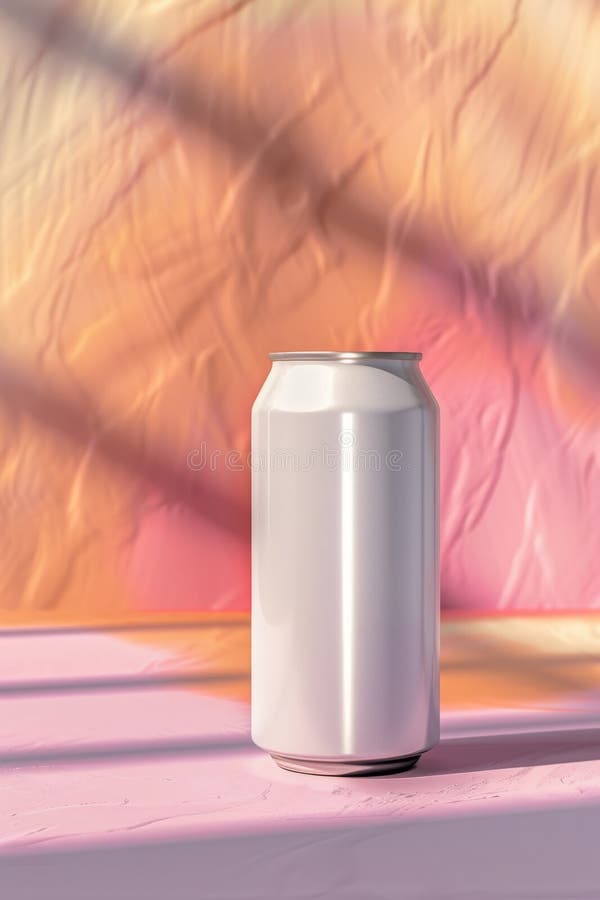 Blank White Aluminum Soda Can Mockup on Abstract Background Stock ...