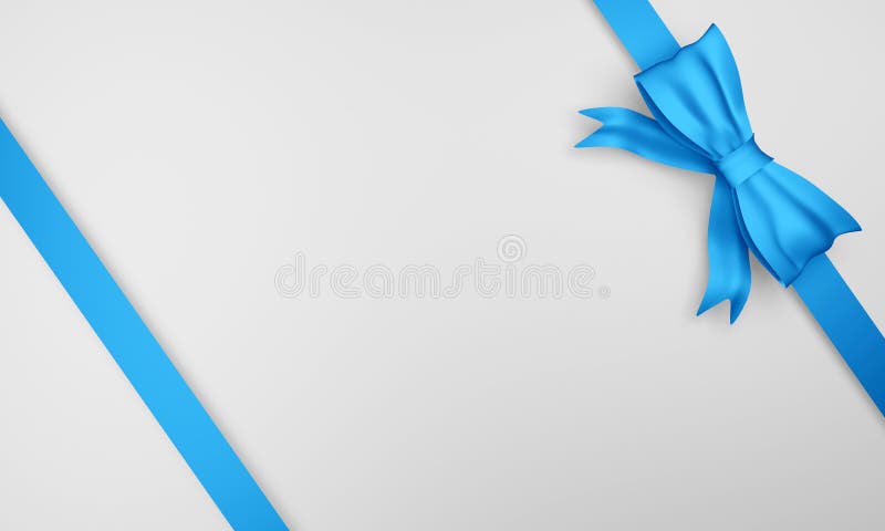 Blank White Background with Blue Diagonal Ribbons and Bow in the Corner ...