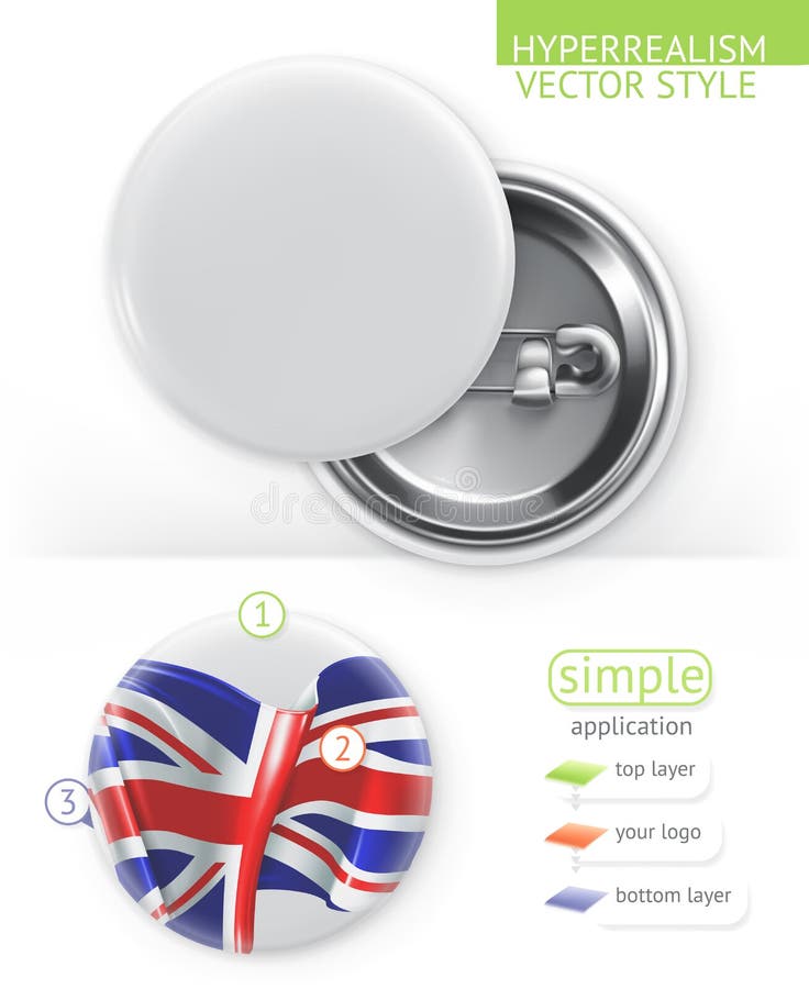 Blank White Badges, Hyperrealism Vector Style Application Stock Vector ...