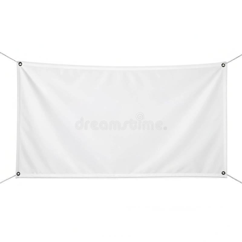 White Banner Mockup Isolated on White Background Stock Illustration ...