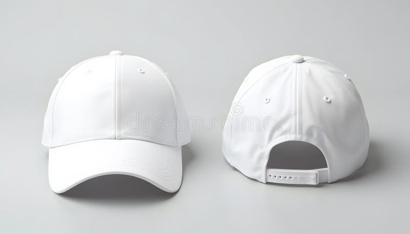 Blank White Baseball Cap Mockup Front and Back Stock Illustration ...