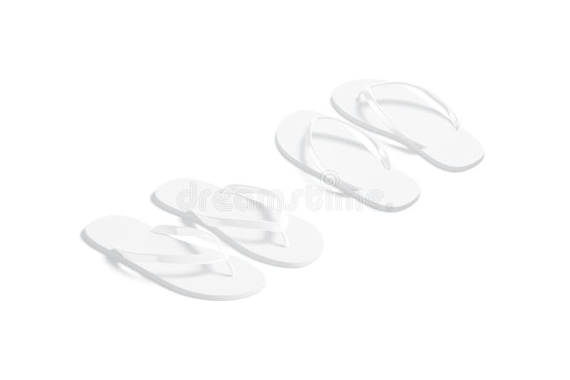 Blank White Beach Slippers Mockup, Side Back View Stock Illustration ...