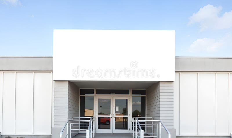 Blank White Big Rectangular Box on Shop Mockup, Sky Background. Stock ...