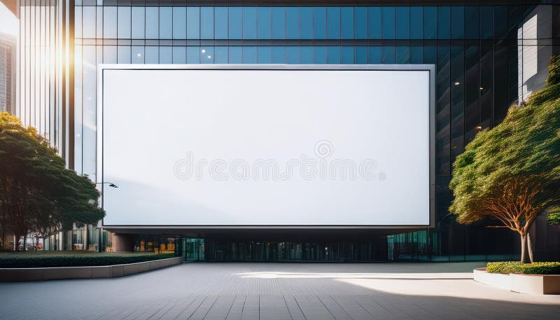 Blank White Billboard on a Modern Building Facade, Ready for ...