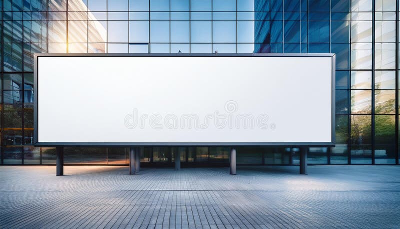 Blank White Billboard on Modern Glass Building, Ready for Custom Design ...