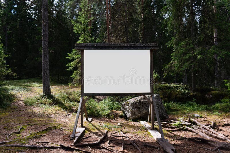 Blank White Billboard in a Pine Forest in Summer Stock Image - Image of ...