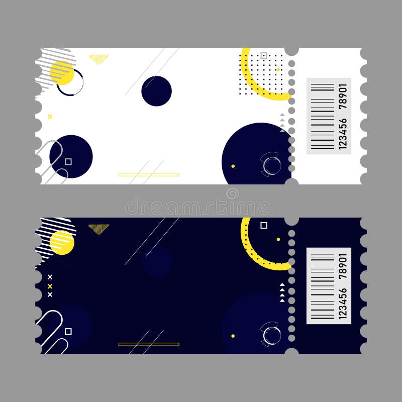 Blank White and Blue Creative Ticket Template Design Stock Vector ...