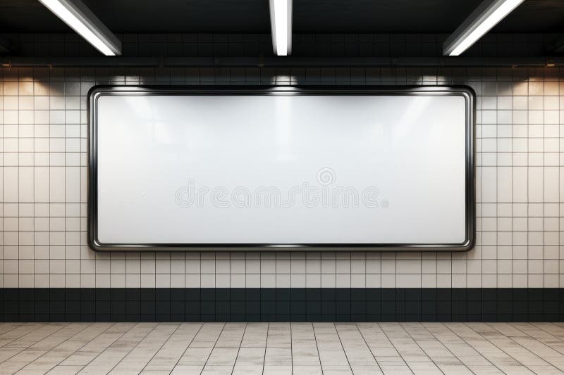 An Empty Subway Station with a Blank Billboard. Stock Image - Image of ...