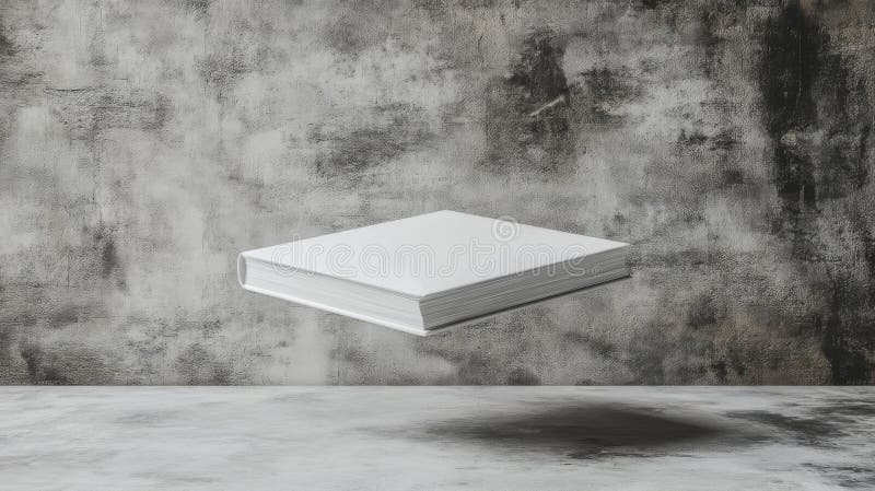 Blank White Book Mockup on Grey Concrete Background Stock Illustration ...