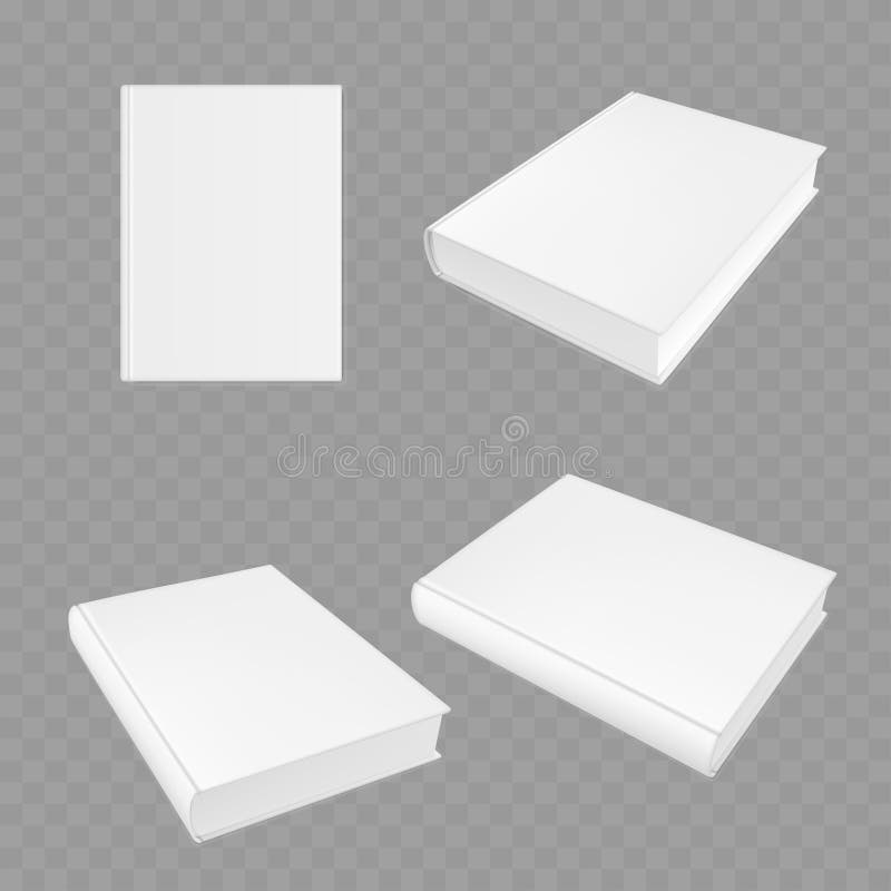Blank White Book Mockup Hardcover Perspective View Set Vector Stock ...