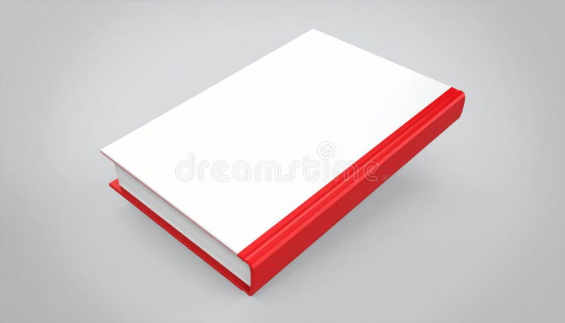 Blank White Book Mockup with Red Spine on Grey Background Stock ...