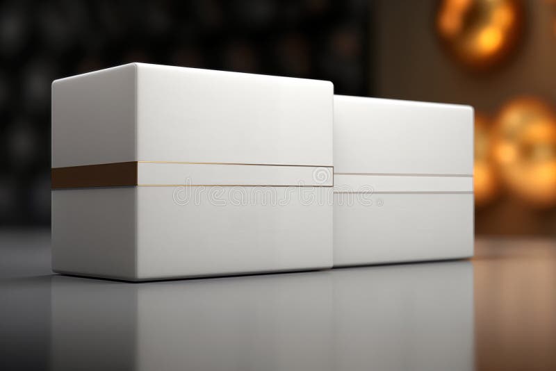 Blank White Box Mock Up on Table Stock Illustration - Illustration of ...