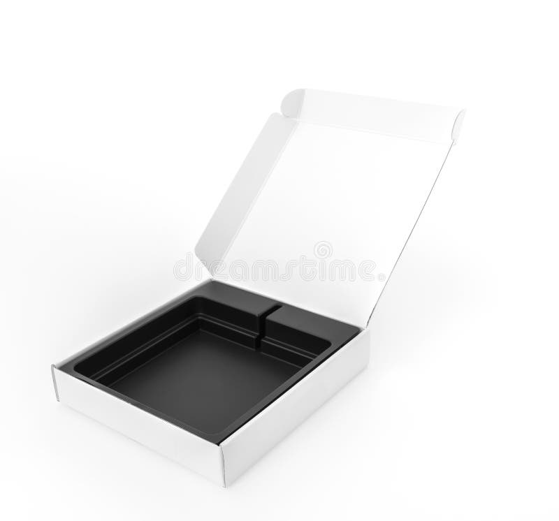 Blank White Box Mock Up on White Background . Stock Image - Image of ...