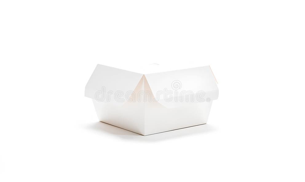 Blank White Burger Box Mockup, Isolated, Side View, 3d Rendering. Stock ...