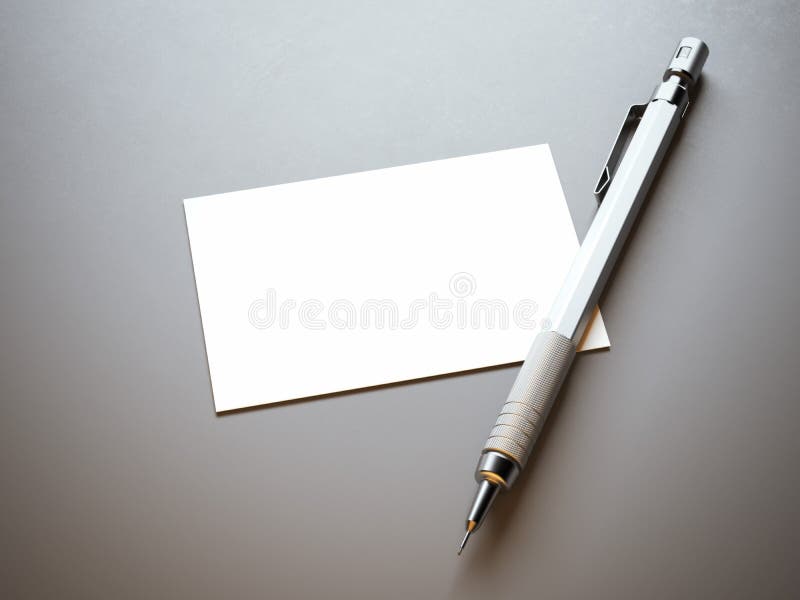 Blank White Business Card with Pencil Stock Image - Image of mock ...